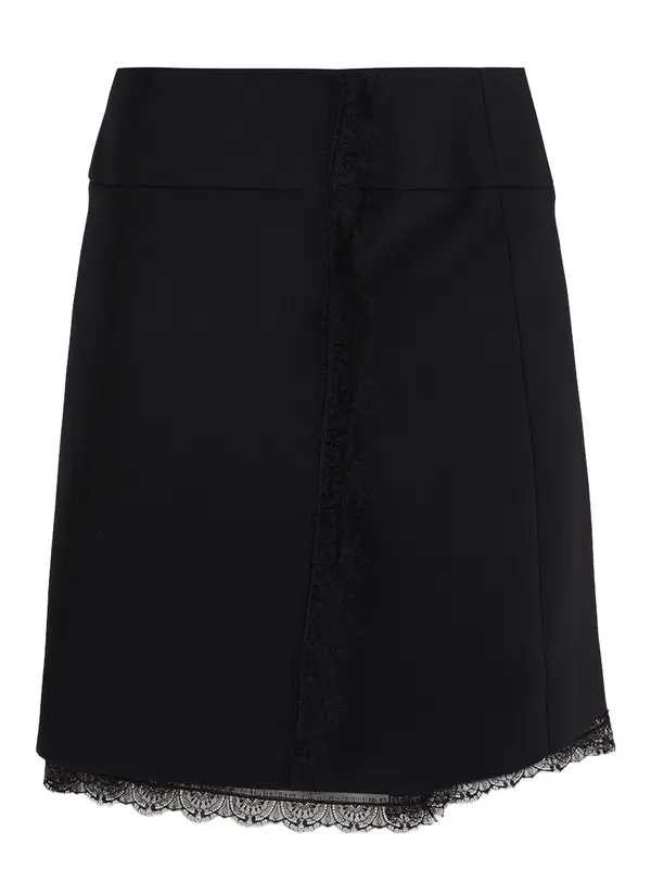 Alberta Ferretti Lace-trimmed Mini Wrap Skirt - Black
