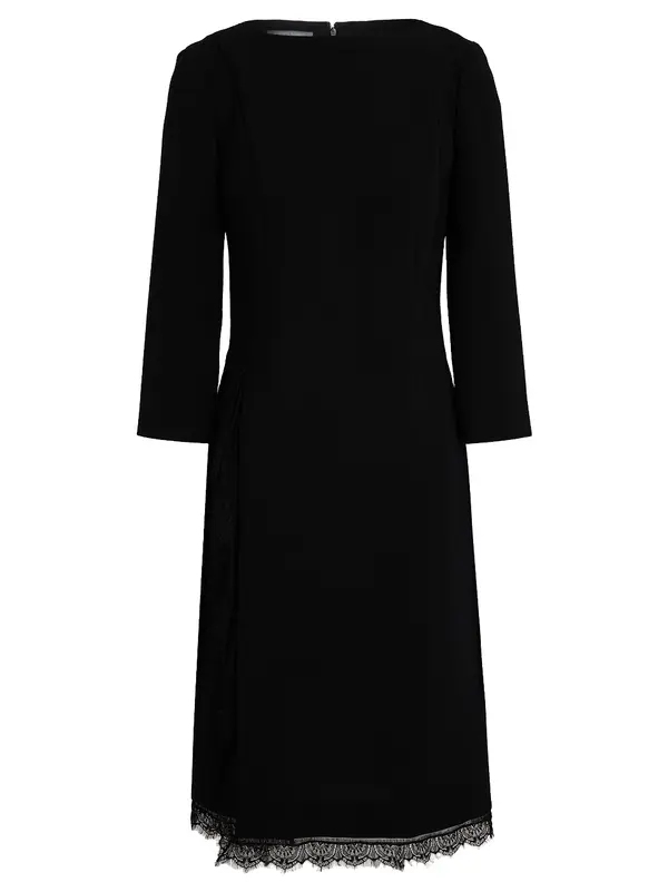 Alberta Ferretti Lace-trimmed Crepe Dress - Black