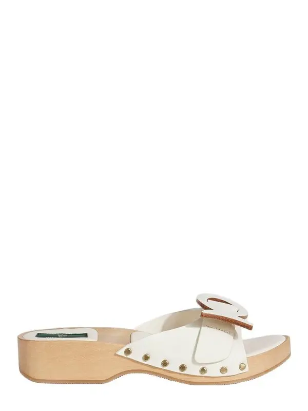 Emilio Pucci Appliquéd Leather Mules - White