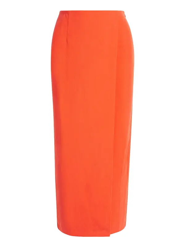 Mara Hoffman Wrap-effect Tencel™ Lyocell And Linen-blend Midi Skirt - Bright Orange