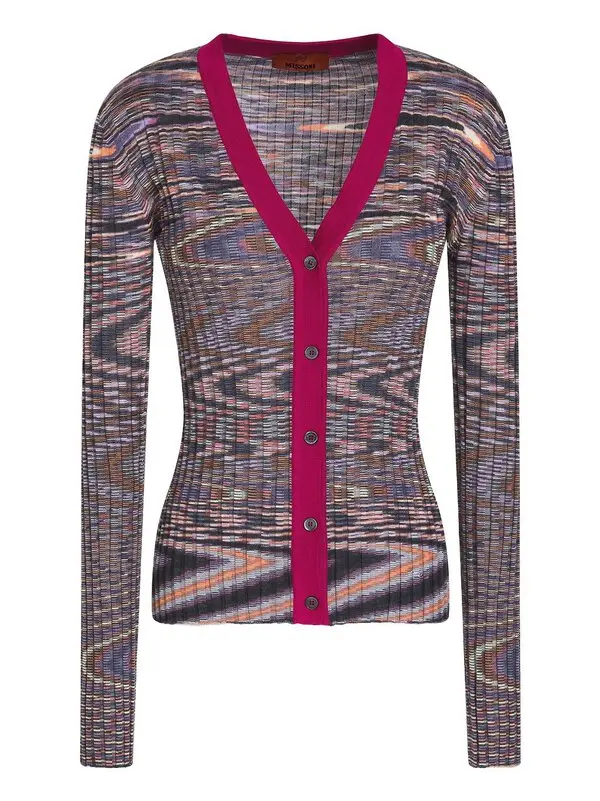 Missoni Spacedyed Ribbed Cashmere And Silk-blend Cardigan - Magenta