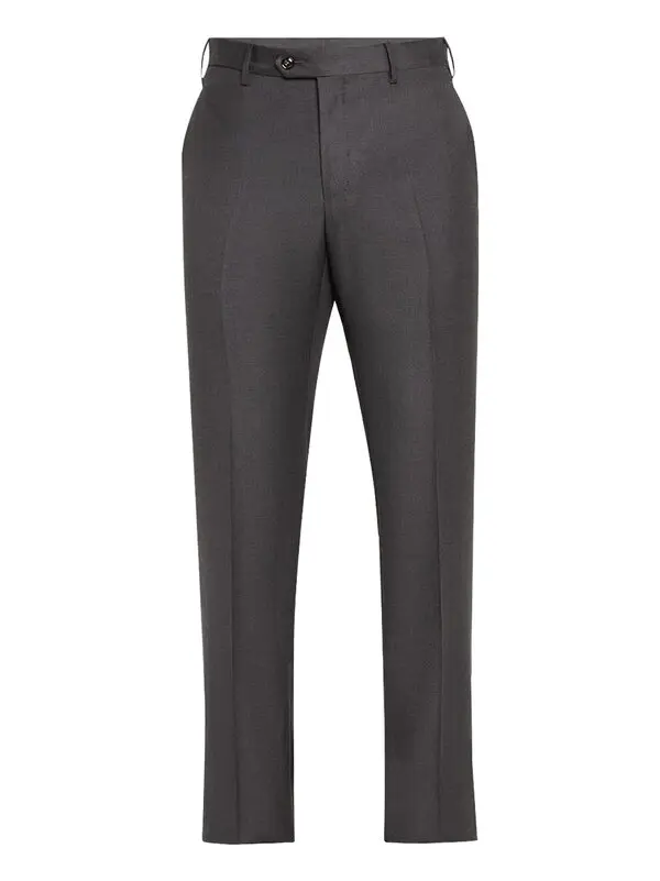 Giorgio Armani Flat-front Wool Trousers - Grey