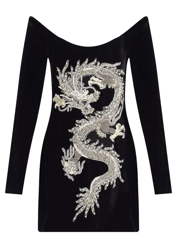 THE NEW ARRIVALS ILKYAZ OZEL Selva Mini Dress - Imperial Dragon