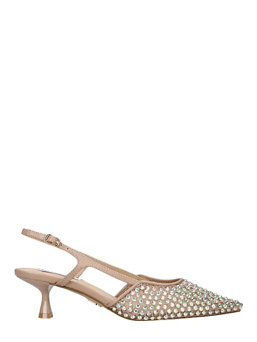 Steve Madden Legaci Rhinestone-embellished Heeled Slingbacks - Beige
