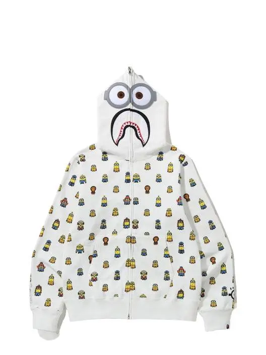 BAPE X Minions Shark Full Zip Hoodie - White
