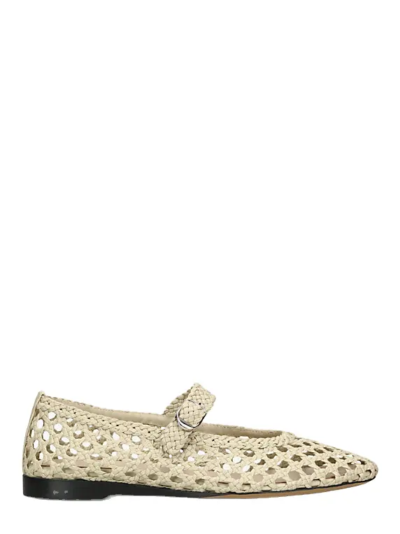 Le Monde Beryl Mary Jane Woven Leather Pumps - White