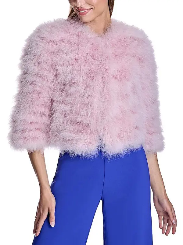 MAXIMILIAN Dyed Feather Bolero - Pink