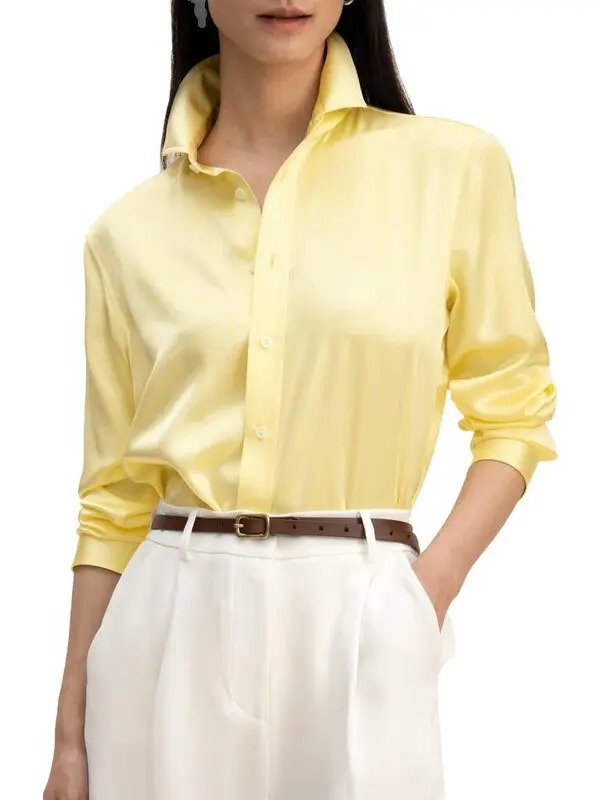 Lilysilk Golden Cocoon Tailored Shirt - Undyed Natural Golden