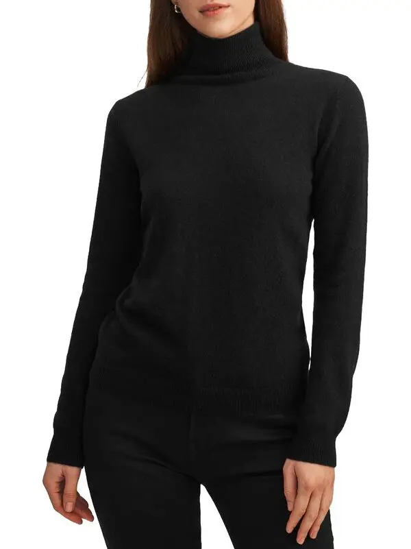 Lilysilk Pure Cashmere Turtleneck Sweater - Black