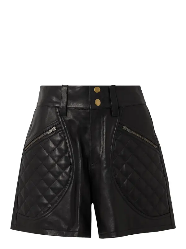 Isabel Marant Candice Quilted Leather Shorts - Black