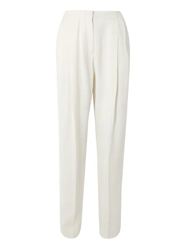 Tove Emery Pleated Straight-leg Crepe Pants - Ivory
