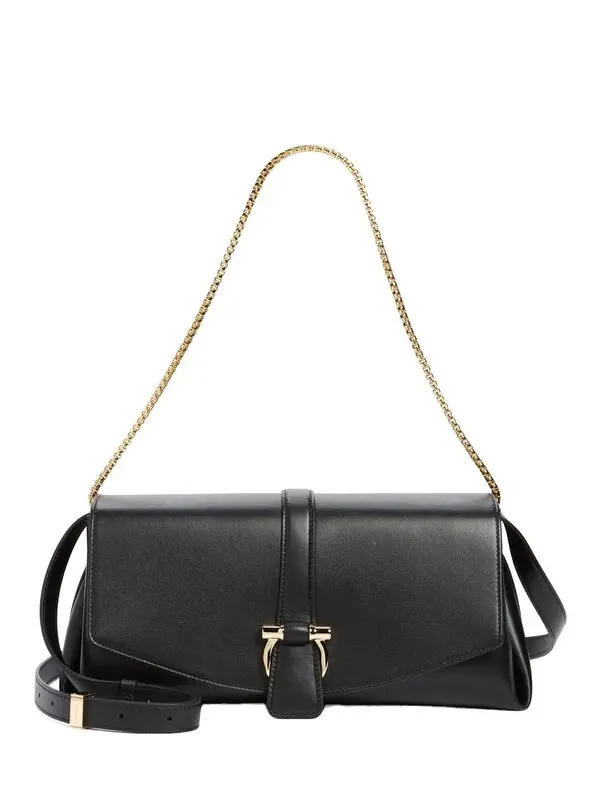 FERRAGAMO Medium Leather Crossbody Bag - Nero