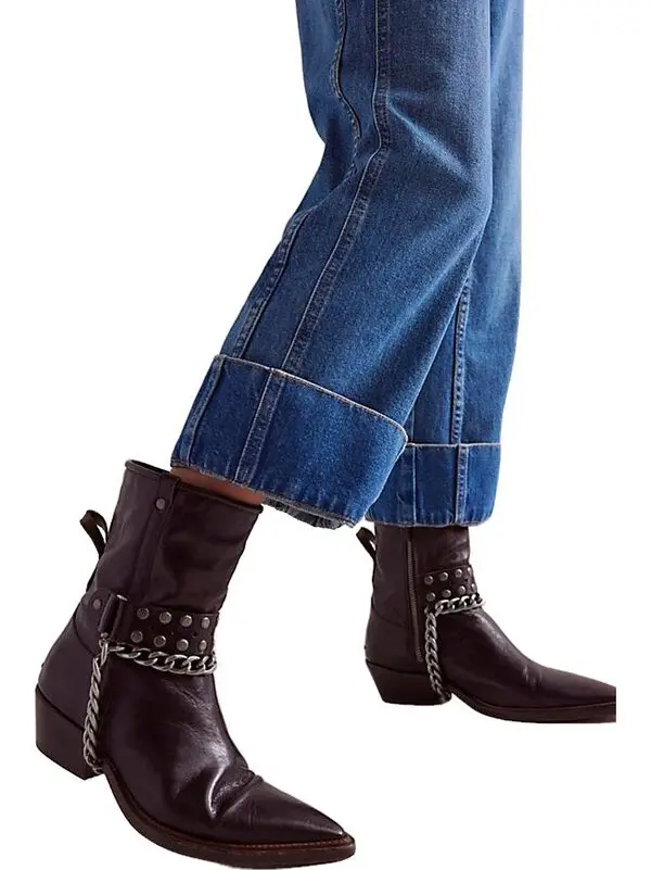 Free People We The Free Aiden Chain Boots - Bitter Chocolate