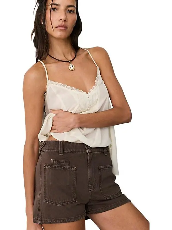 Free People We The Free Bettie Sailor Denim Shorts - Deep Chocolate