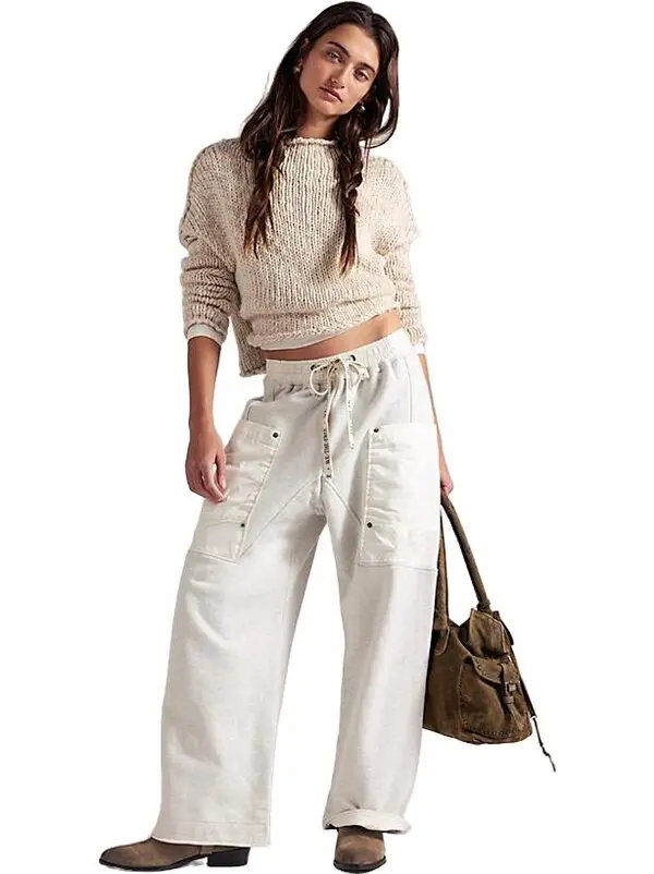 Free People We The Free Jet Set Knit Pull-on Pants - Heather Grey