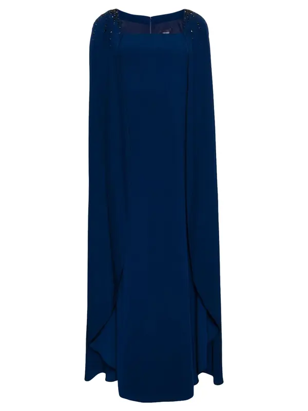 Marchesa Crystal-embellished Cape Gown - Blue