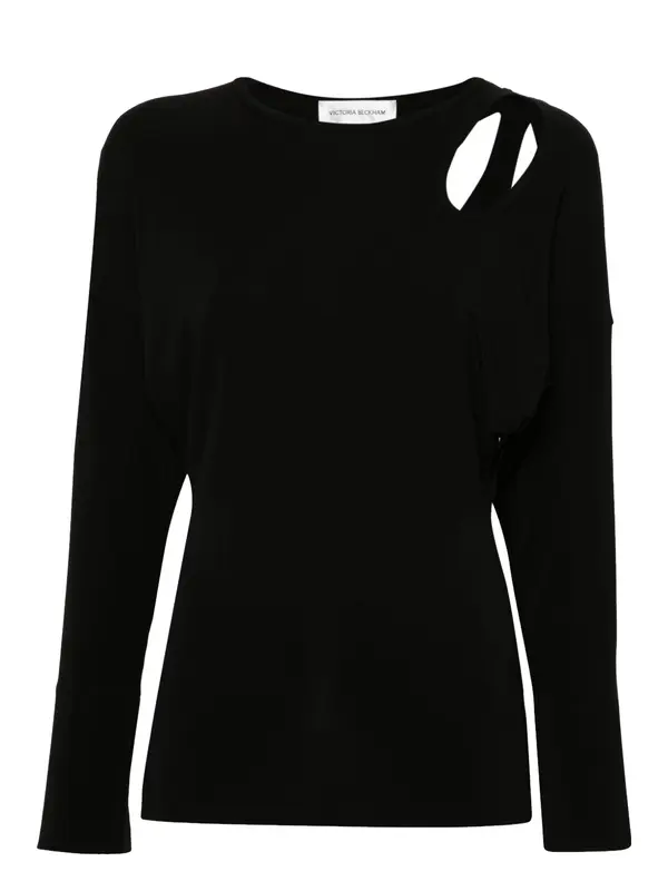 Victoria Beckham Twist-detail Jersey T-shirt - Black