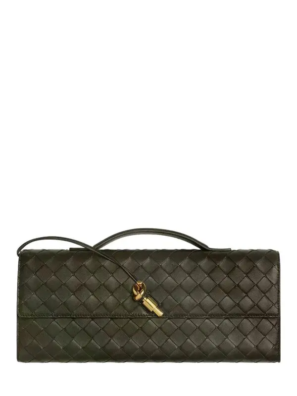 Bottega Veneta Andiamo Top Handle Clutch - Kaki