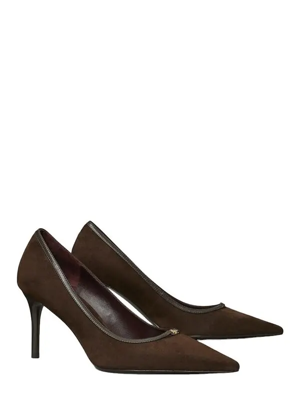 Tory Burch Double T Buckle Leather Pump - Dark Cocoa/dark Cocoa