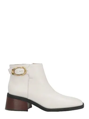TOD'S Leather Ankle Boots With Buckle - Off White
