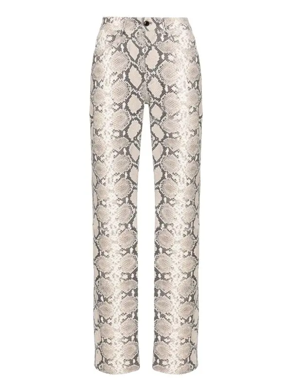 MARINE SERRE Python-print Trousers - Neutrals