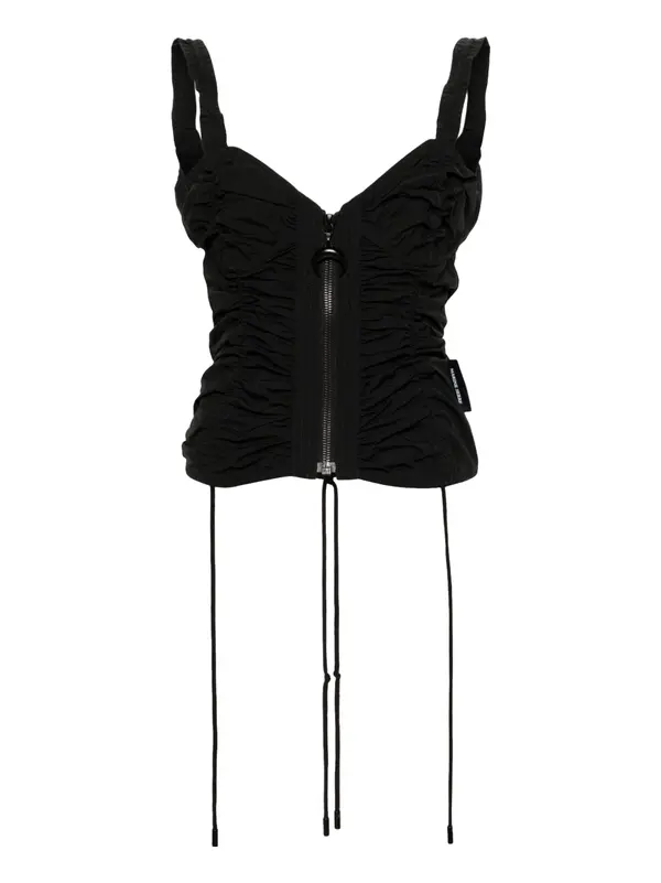 MARINE SERRE Ruched Tank Top - Black