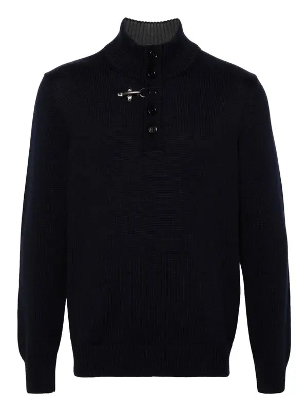 FAY Turtleneck Virgin Wool Sweater - Blue