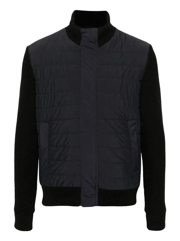 Herno Knitted-panels Padded Bomber Jacket - Black