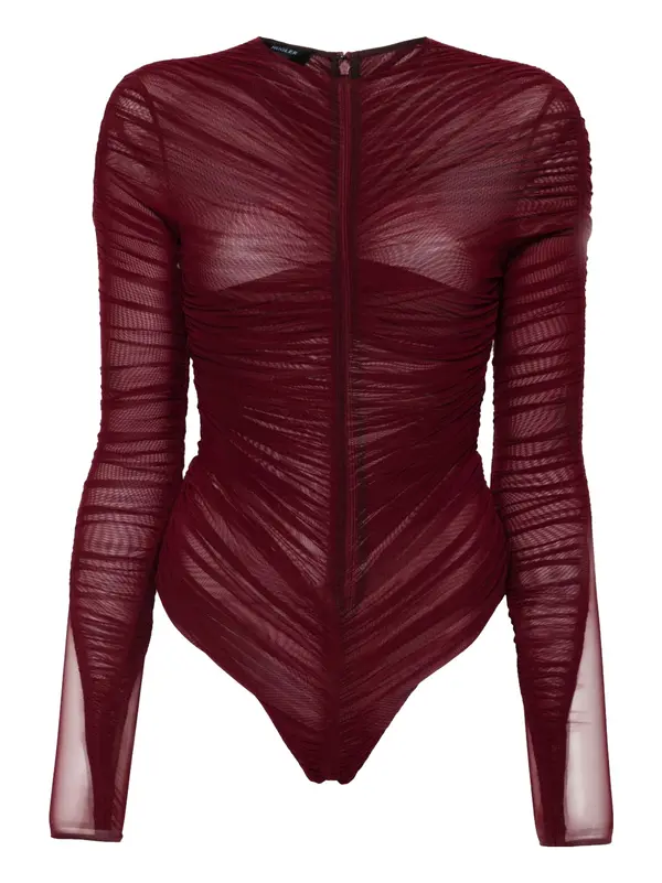 MUGLER Gathered Bodysuit - Red