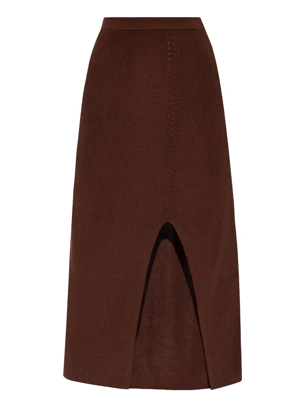 AERON Delos Knitted Maxi Skirt - Brown