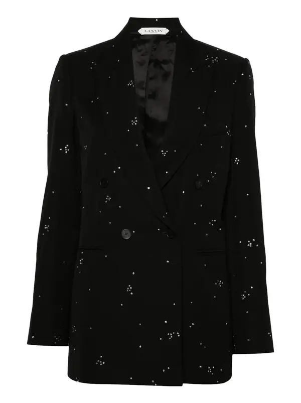 LANVIN Crystal-embellished Double-breasted Blazer - Black