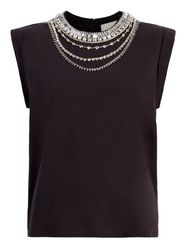 Cinq À Sept Bella Necklace-embellished T-shirt - Black