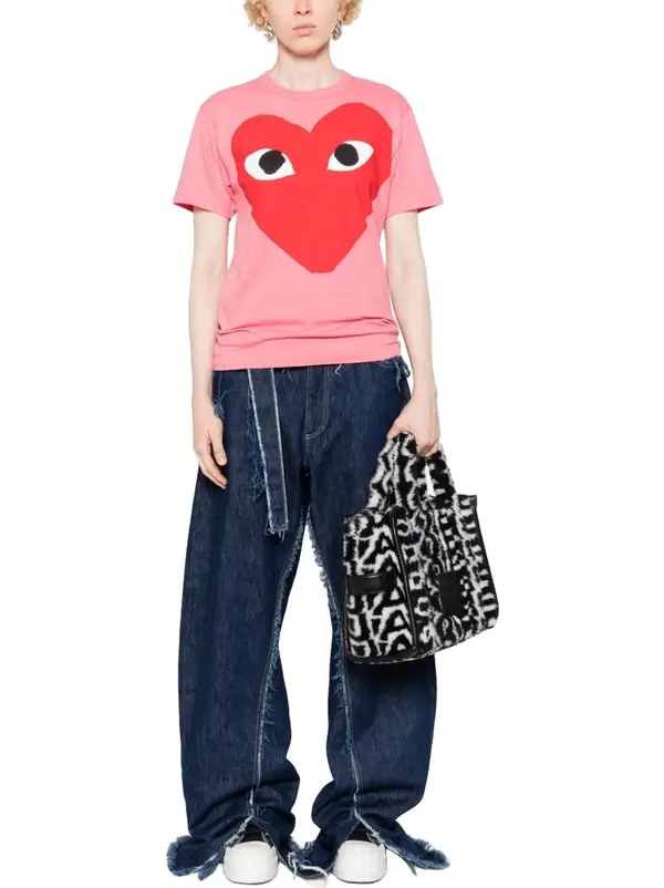 Play Comme Des Garcon Heart-print T-shirt - Pink