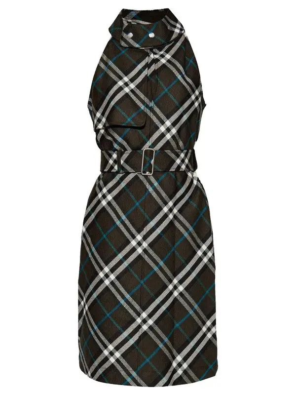 Burberry Check Pattern Halterneck Dress - Green
