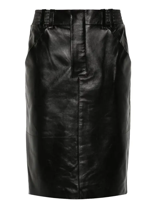 Saint Laurent Leather Pencil Skirt - Black