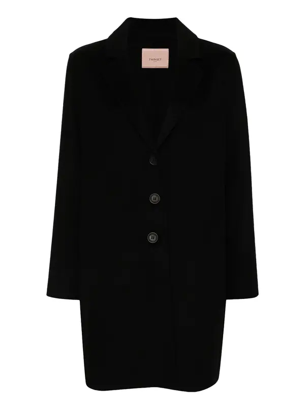 TWINSET Logo-patch Coat - Black