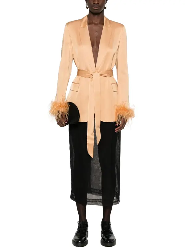 TWINSET Feather-trim Satin Blazer - Neutrals
