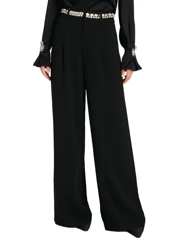Cinq À Sept Rhinestone-embellished Genna Trousers - Black