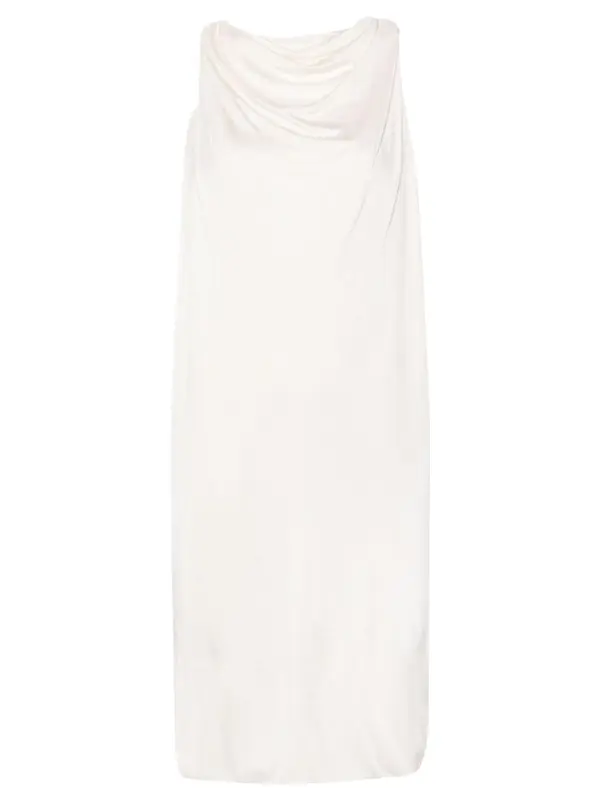 LANVIN Brooch-detail Midi Dress - Neutrals