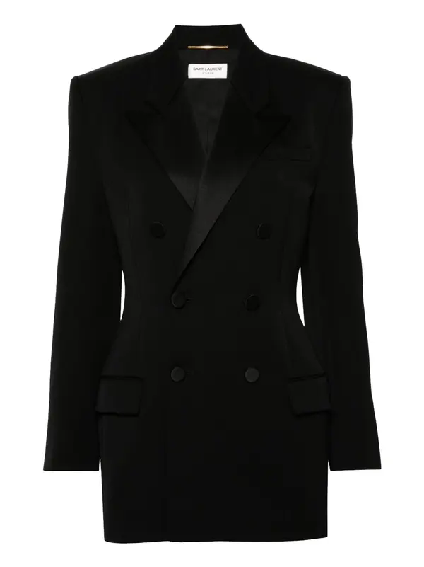 Saint Laurent Wool Double-breasted Blazer - Black