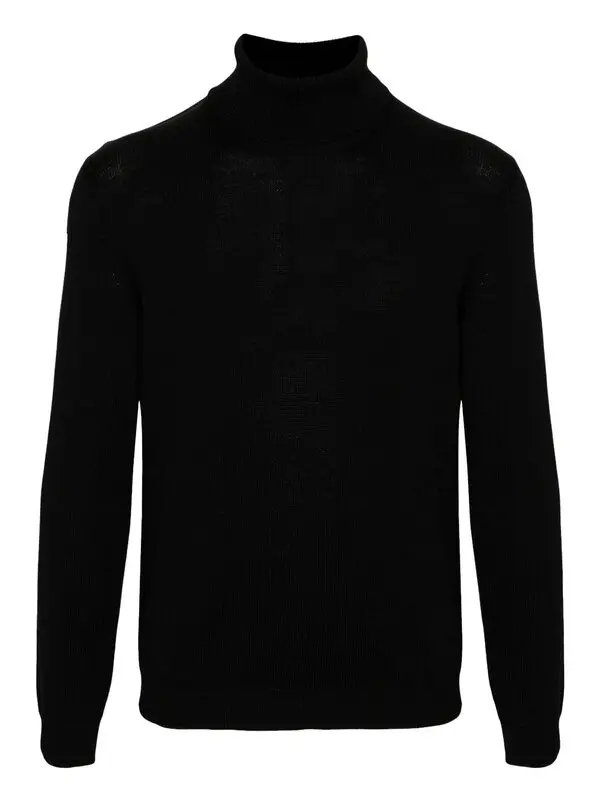 ROBERTO COLLINA Merino Wool Roll Neck Sweater - Black