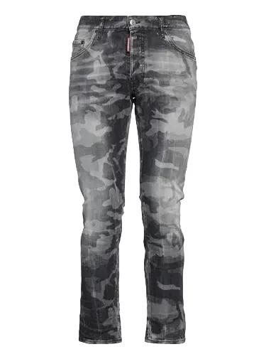 Dsquared2 Jeans In Cotton, Elastane And Cow Leather - Grey