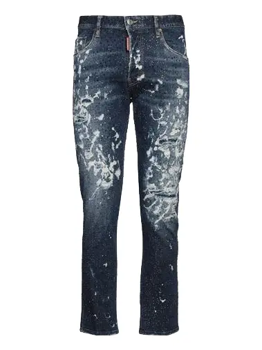 Dsquared2 Skinny Jeans With Leather Trims - Blue