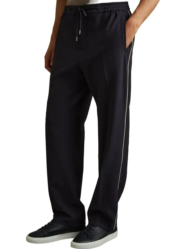 REISS Roy Relaxed Fit Trousers - Navy/white
