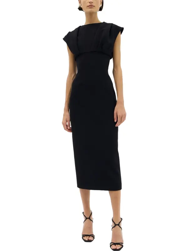 Rachel Gilbert Maggie Draped-detailed Midi Dress - Black