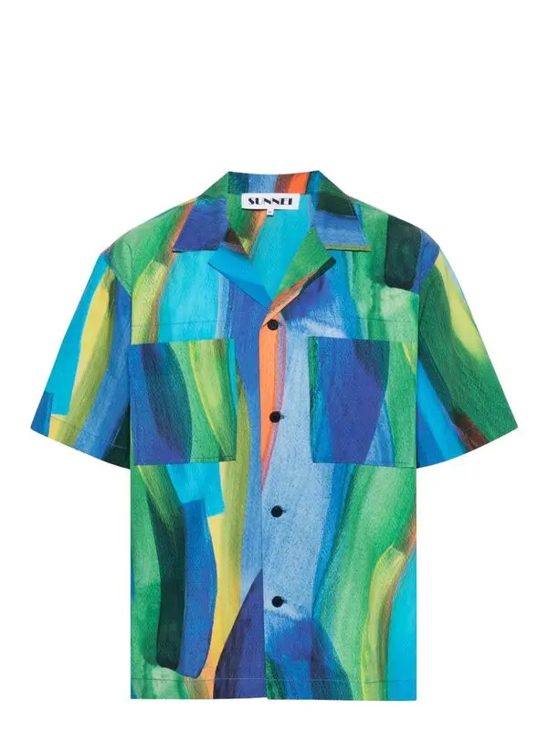Sunnei Abstract-print Shirt - Green