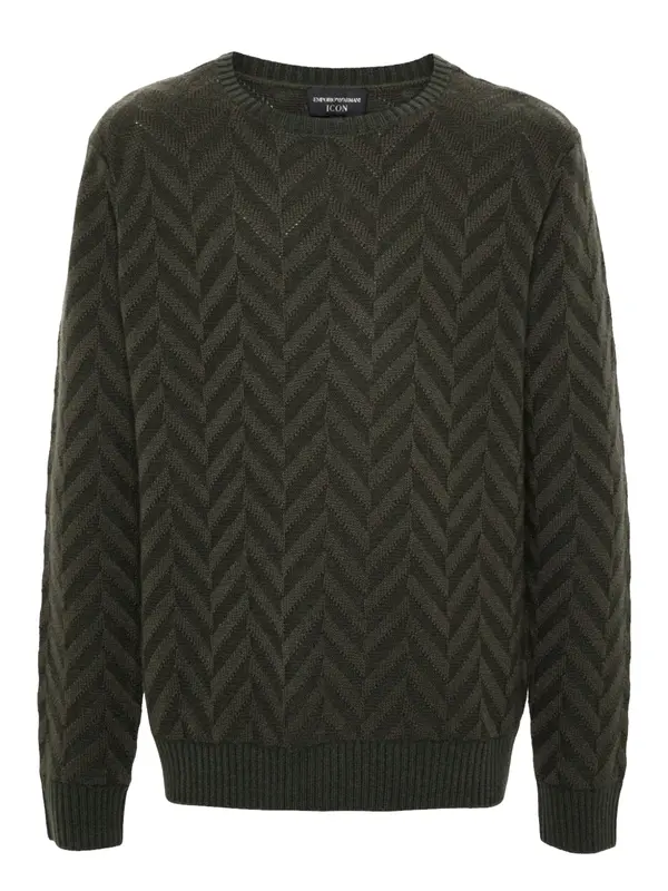 Emporio Armani Herringbone-pattern Sweater - Green