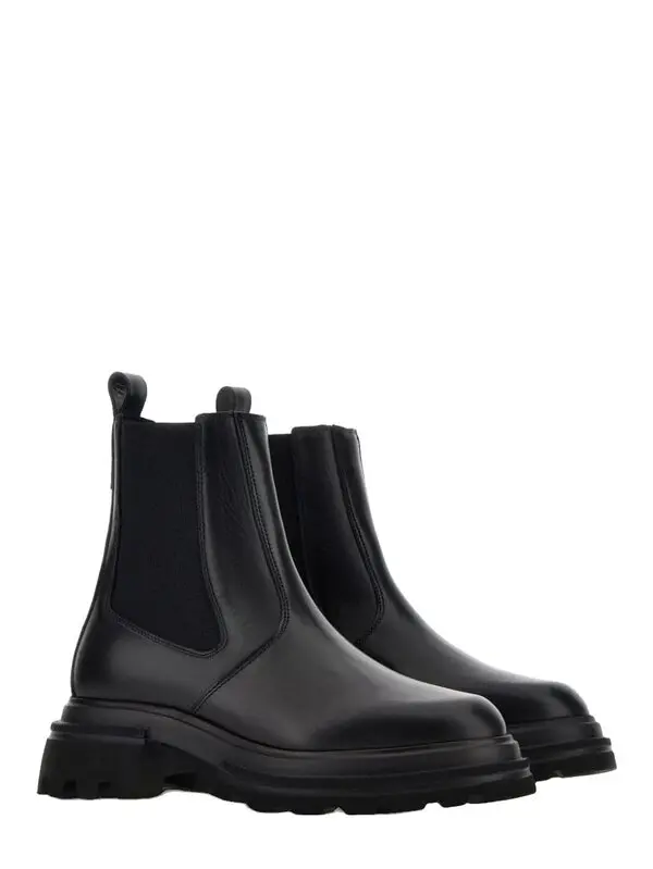 Hogan Leather Chelsea Ankle Boots - Black
