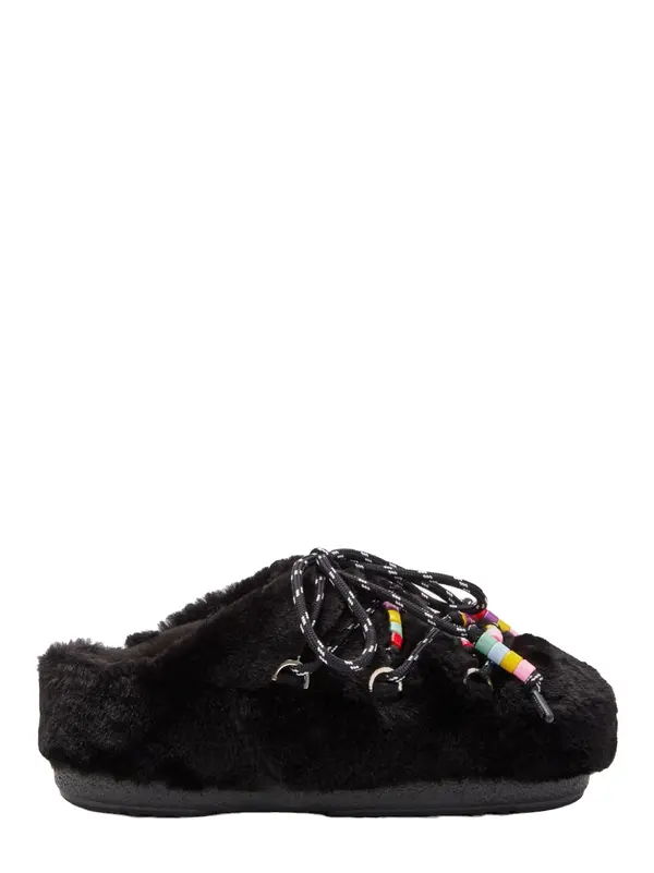 Moon Boot Faux-fur Slippers - Black