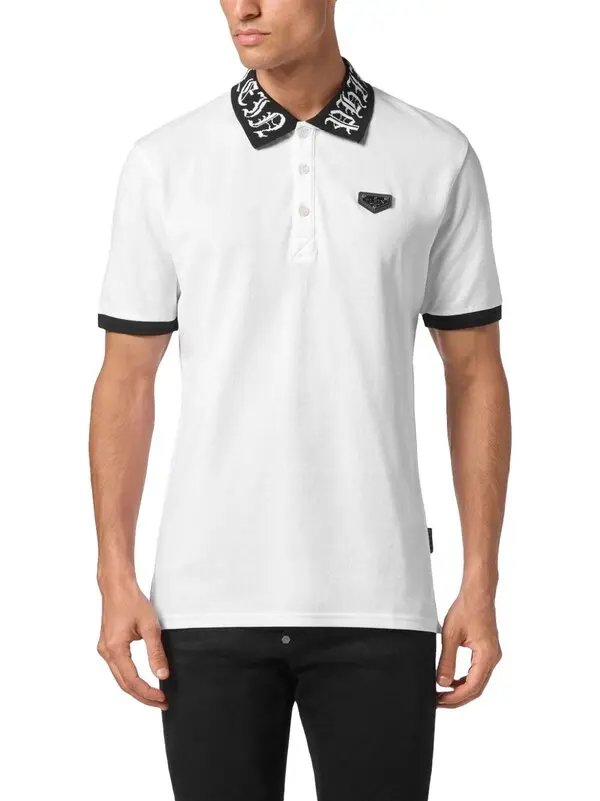 Philipp Plein Logo-plaque Cotton Polo Shirt - White